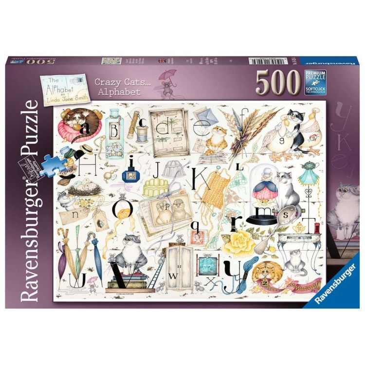 Ravensburger Crazy Cats Alphabet 500 Piece Jigsaw Puzzle - Bright Star Toys Ravensburger Crazy Cats Alphabet 500 Piece Jigsaw Puzzle - Bright Star Toys