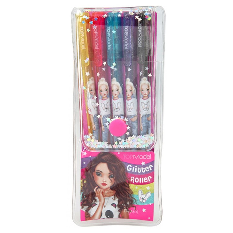 Top Model Pack of Five Glitter Roller Gel Pens - Bright Star Toys